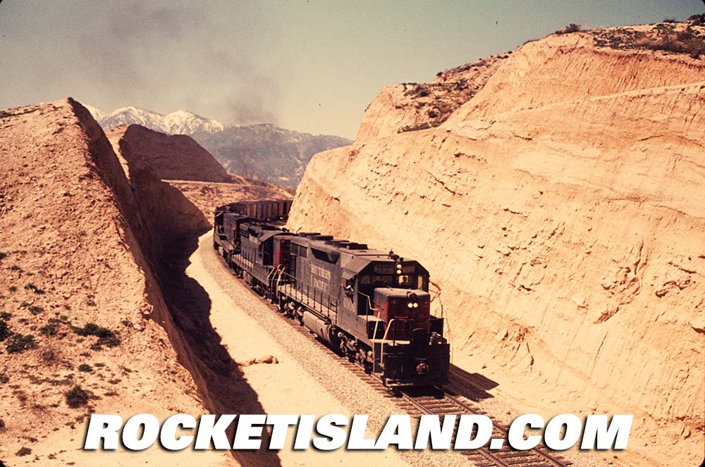 Southern Pacific GP35 6306 in Cajon Pass - Rocket Island Vintage Stock Images