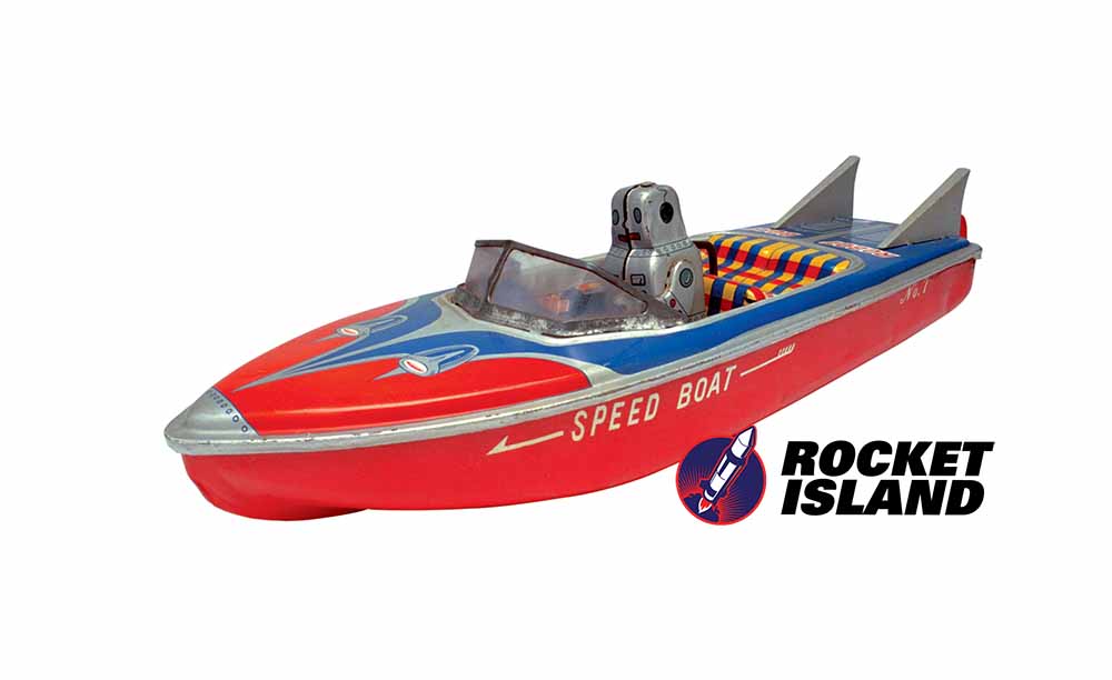 Marusan Robot Boat No. 7 (1957) - Rocket Island Vintage Stock Images