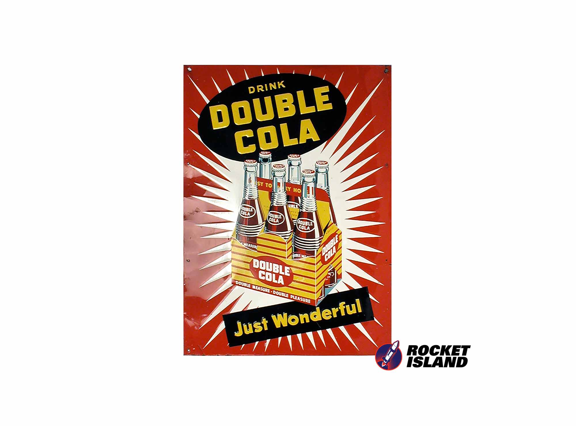 Drink Double Cola "Just Wonderful" Retailer Sign (1950s) - Rocket ...