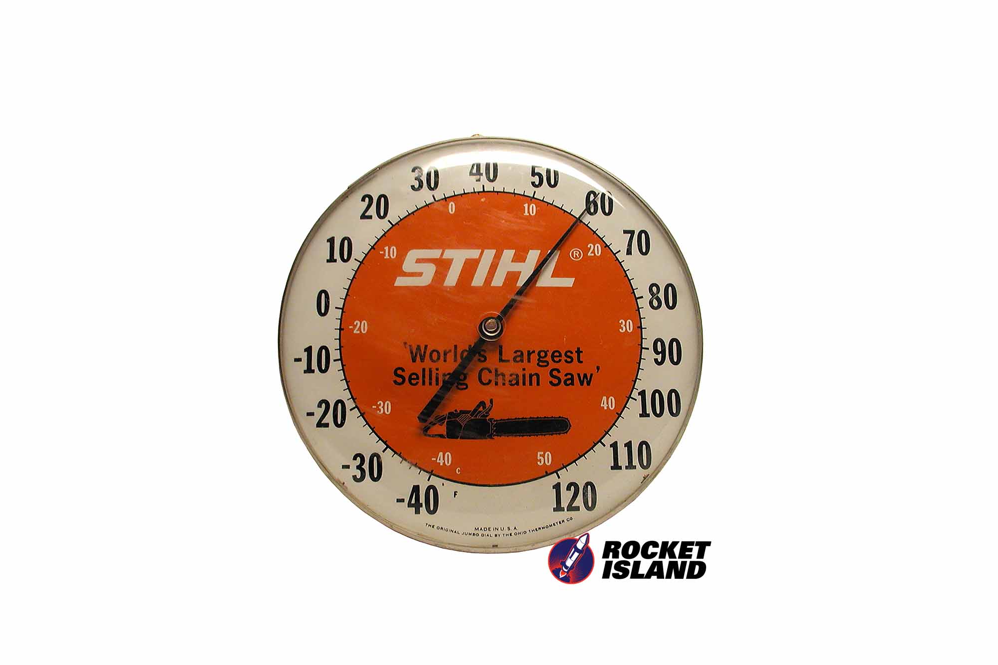 Stihl Chainsaws Thermometer (1960s) - Rocket Island Vintage Stock Images