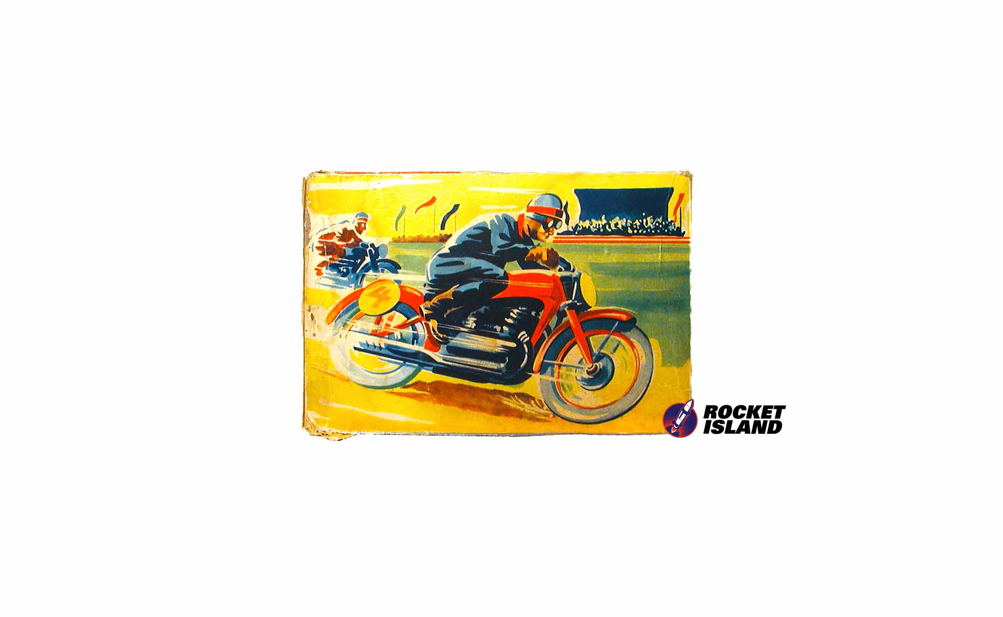 Technofix Motorcycle Toy Box Art (1950s) - Rocket Island Vintage Stock ...