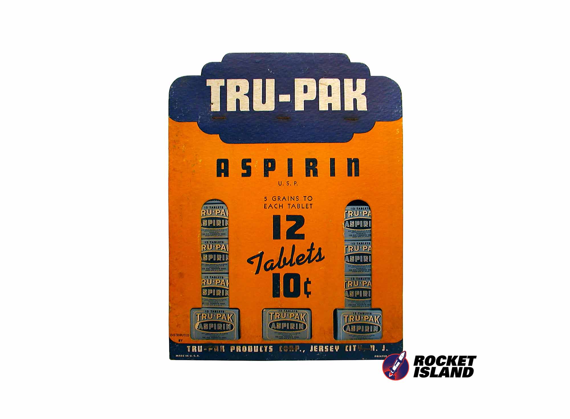 Tru-Pak Aspirin Dealer Display (1930s) - Rocket Island Vintage Stock Images