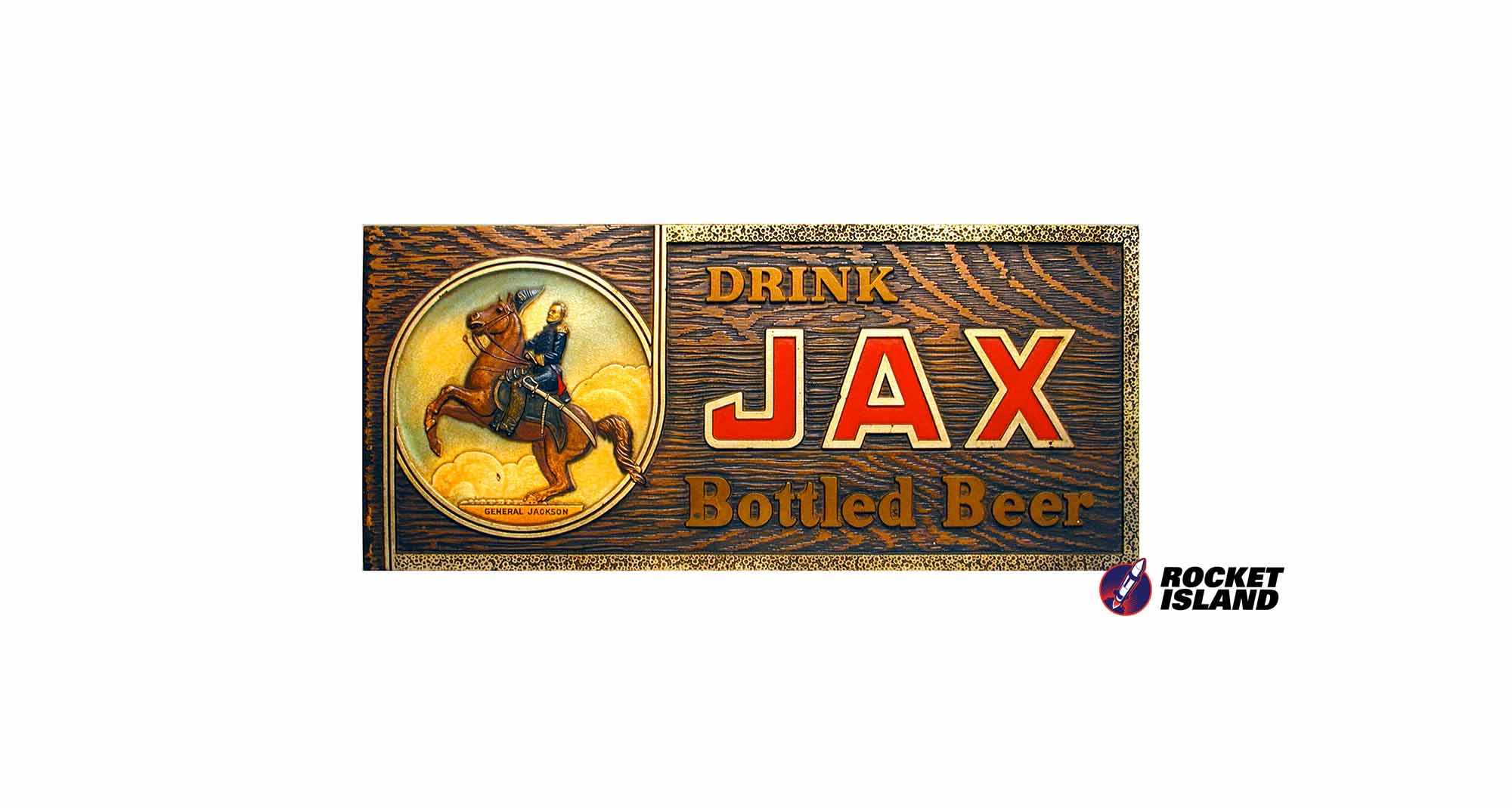 Drink Jax Bottled Beer Retailer Sign (1950s) - Rocket Island Vintage ...
